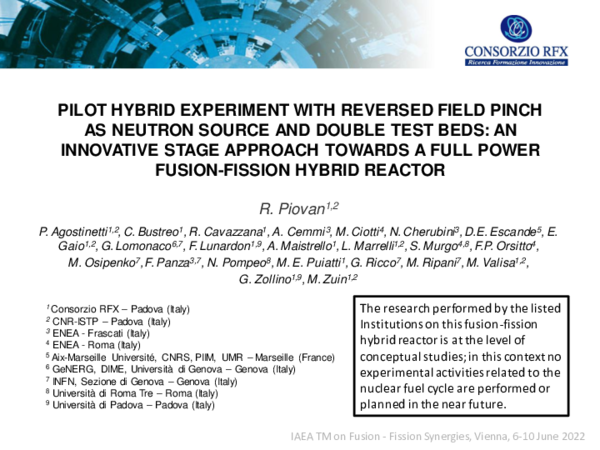 (PDF) PILOT HYBRID EXPERIMENT WITH REVERSED FIELD PINCH AS NEUTRON ...