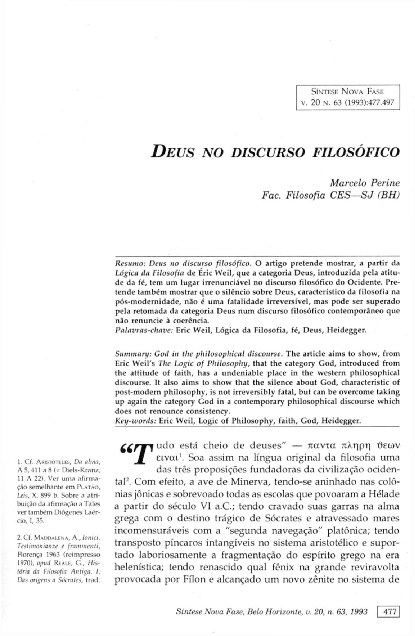 (PDF) Deus No Discurso Filosófico