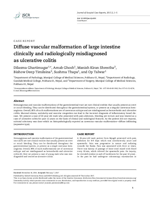 (PDF) Diffuse vascular malformation of large intestine clinically and ...