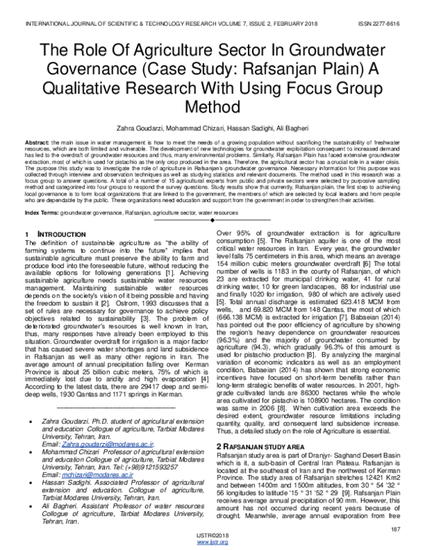(PDF) The Role Of Agriculture Sector In Groundwater Governance (Case Study: Rafsanjan Plain) A ...
