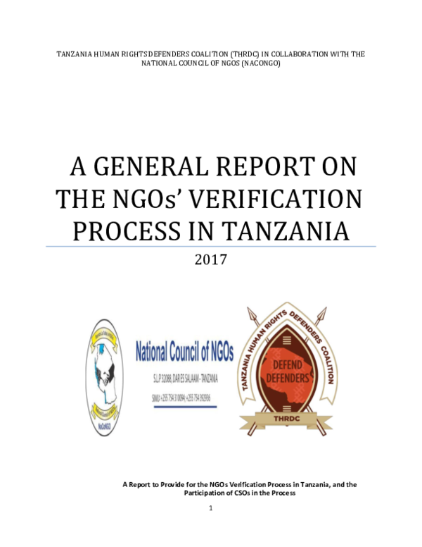 (PDF) GENERAL REPORT ON VERIFICATION OF NGOs-