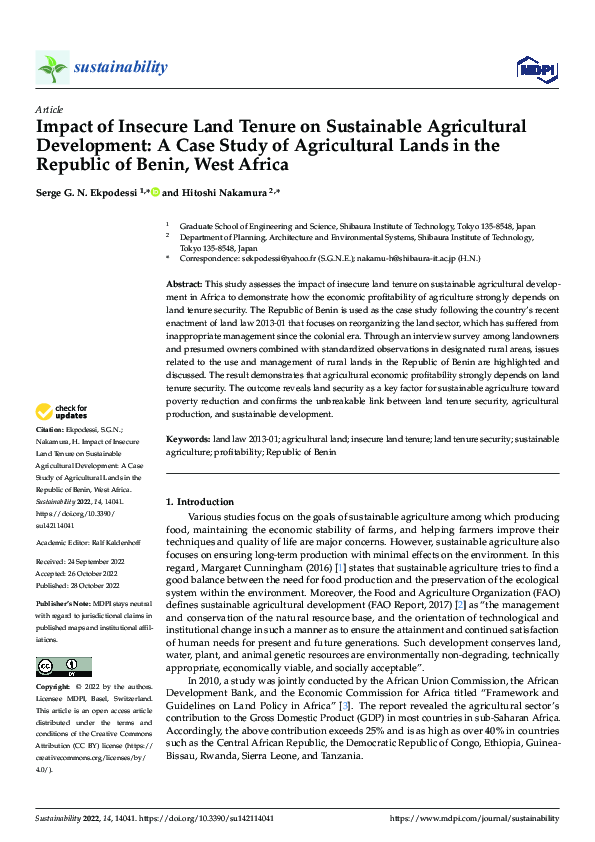 (PDF) Impact of Insecure Land Tenure on Sustainable Agricultural ...