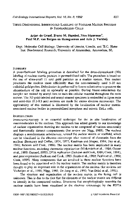 (PDF) Three-dimensional immunogold labeling of nuclear matrix proteins ...