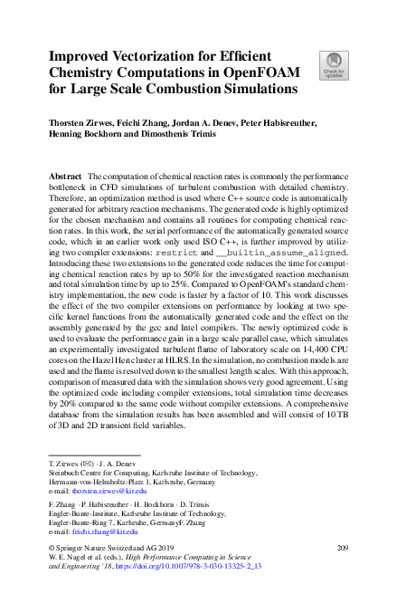 Pdf Improved Vectorization For Efficient Chemistry Computations In Openfoam For Large Scale