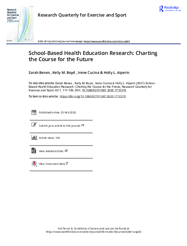 (PDF) School-Based Health Education Research: Charting the Course for ...
