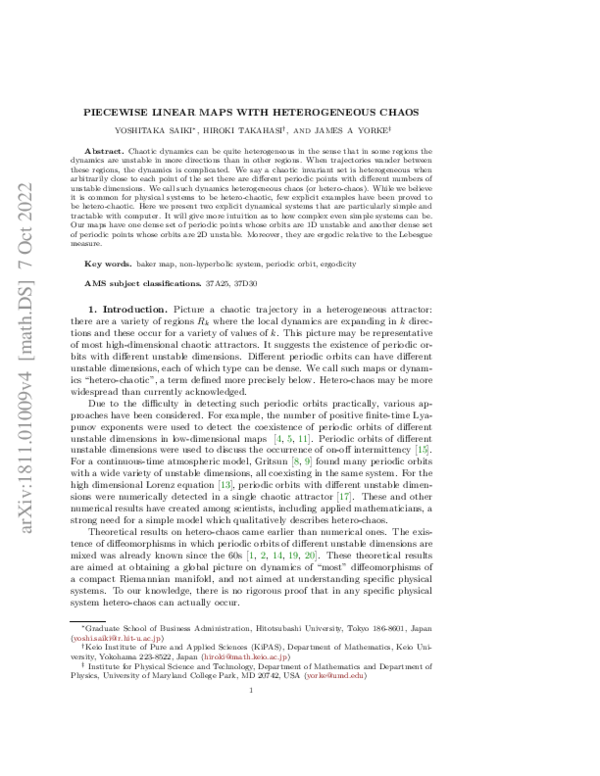 Pdf Piecewise Linear Maps With Heterogeneous Chaos
