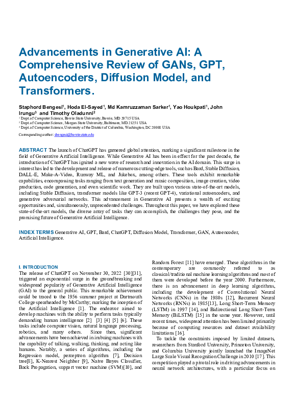 (PDF) Advancements in Generative AI: A Comprehensive Review of GANs, GPT, Autoencoders ...
