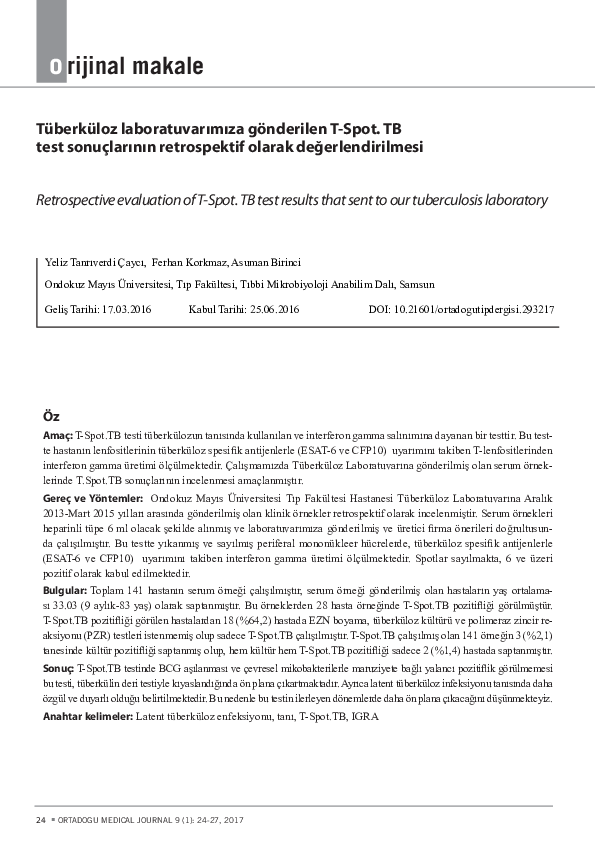 (PDF) Retrospective evaluation of T-Spot. TB test results that sent to ...