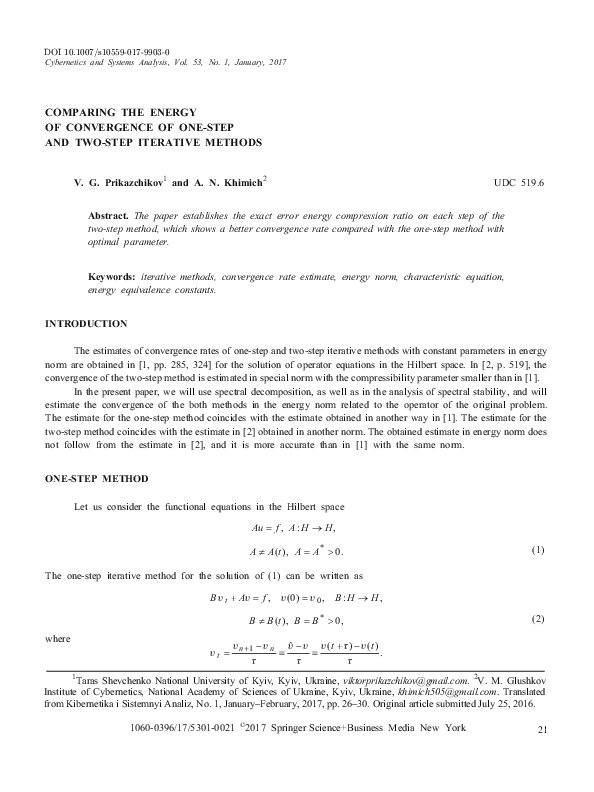 (PDF) Comparing the Energy of Convergence of One-Step and Two-Step Iterative Methods