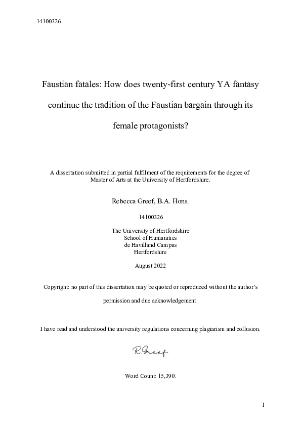 (PDF) Faustian fatales: How does twenty-first century YA fantasy continue the tradition of the ...