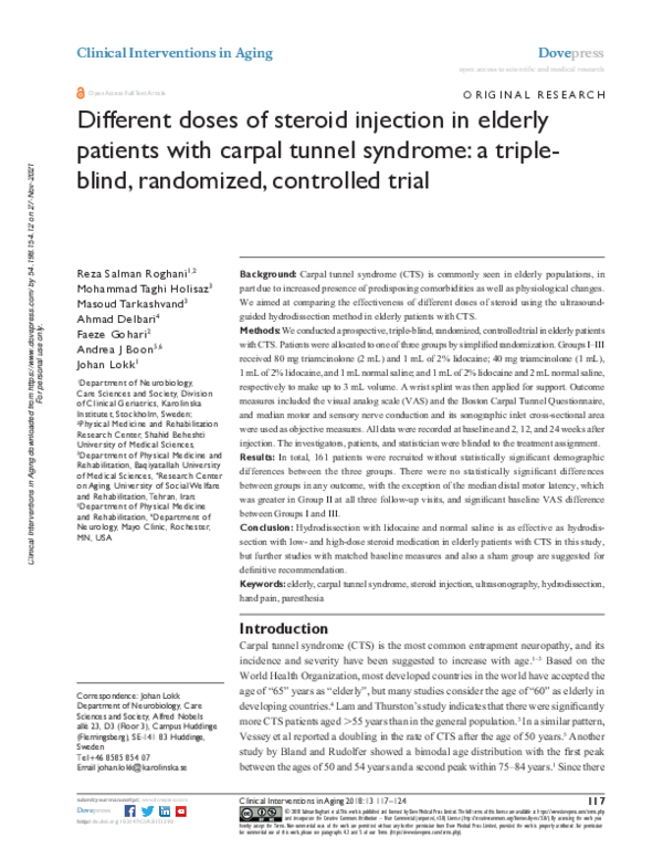 (PDF) Different doses of steroid injection in elderly patients with ...