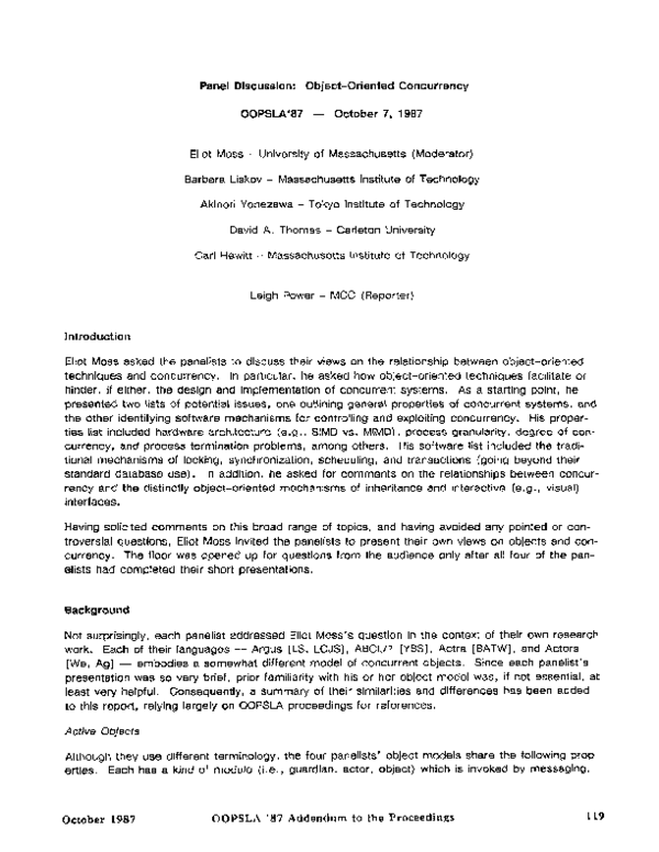 (PDF) Panel on concurrency