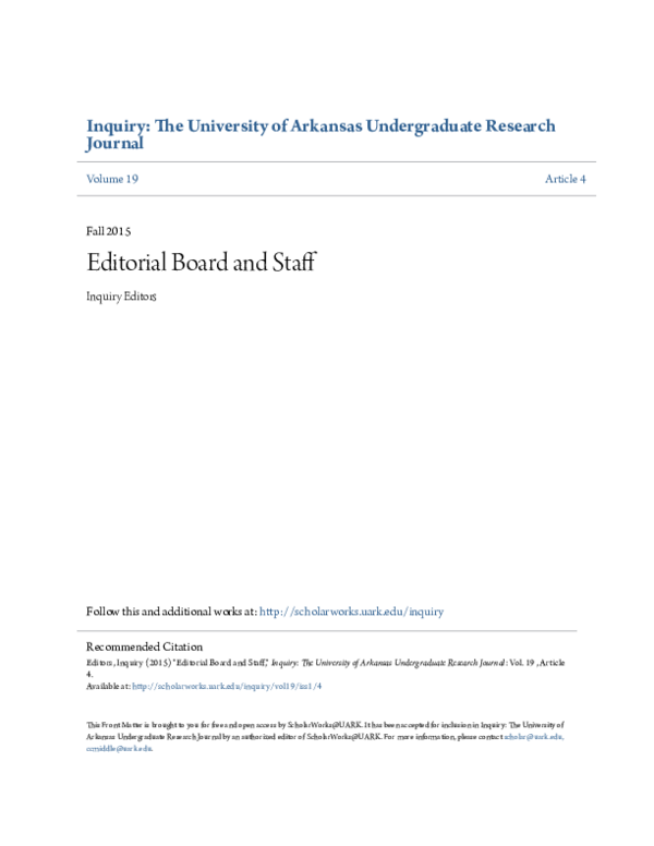 (PDF) Editorial Board and Staff