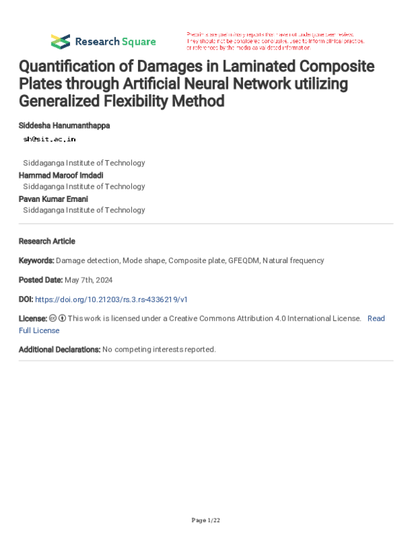 (PDF) Quantification of Damages in Laminated Composite Plates through ...