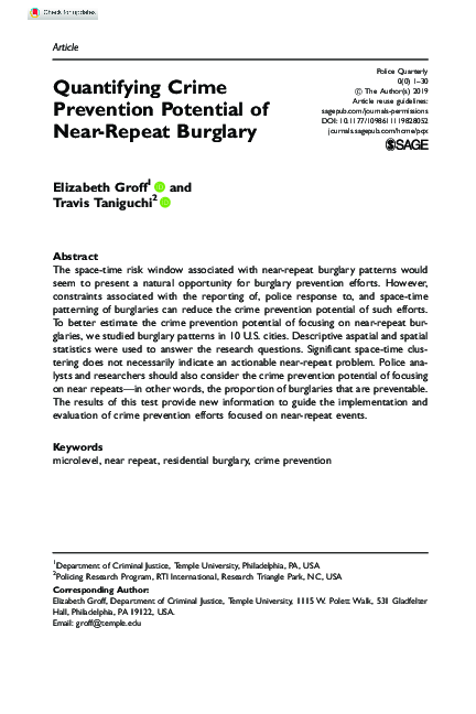 (PDF) Quantifying Crime Prevention Potential of Near-Repeat Burglary ...