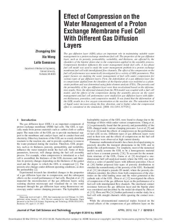 (PDF) Effect of Compression on the Water Management of a Proton ...