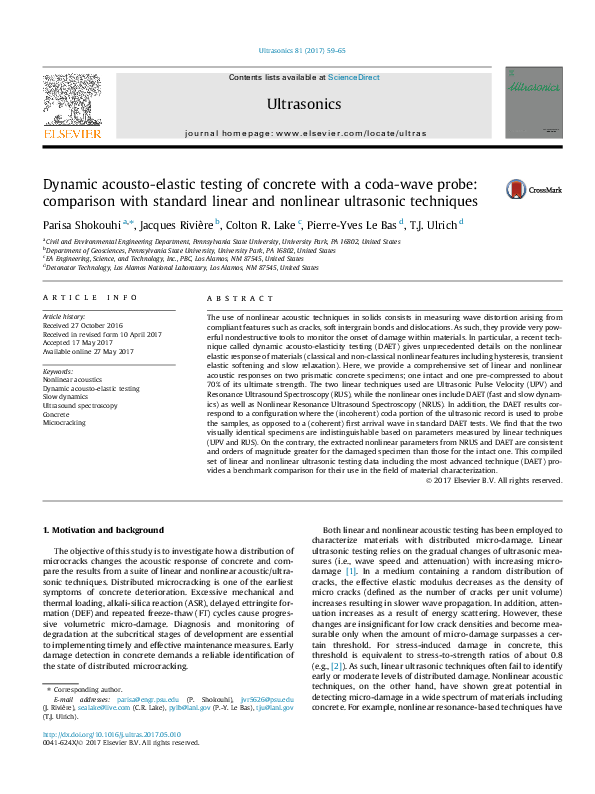 (PDF) Dynamic acousto-elastic testing of concrete with a coda-wave ...