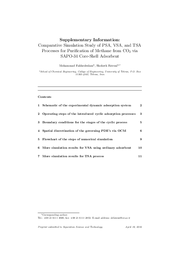 (PDF) Comparative simulation study of PSA, VSA, and TSA processes for purification of methane ...