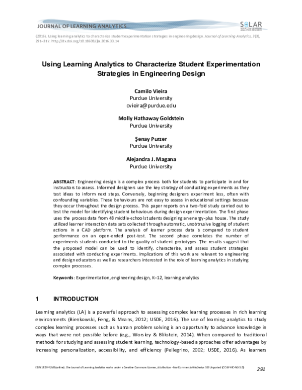 (PDF) Using Learning Analytics to Characterize Student Experimentation Strategies in the Context ...