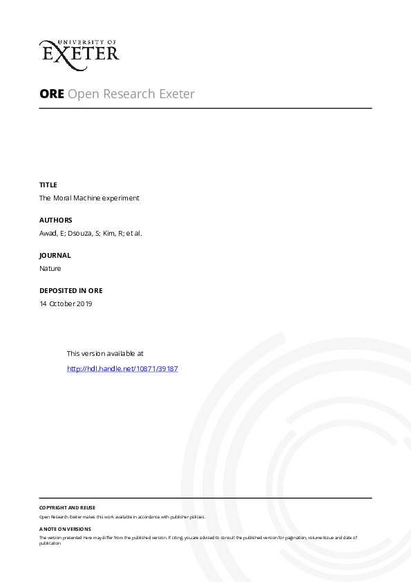 (PDF) The Moral Machine experiment