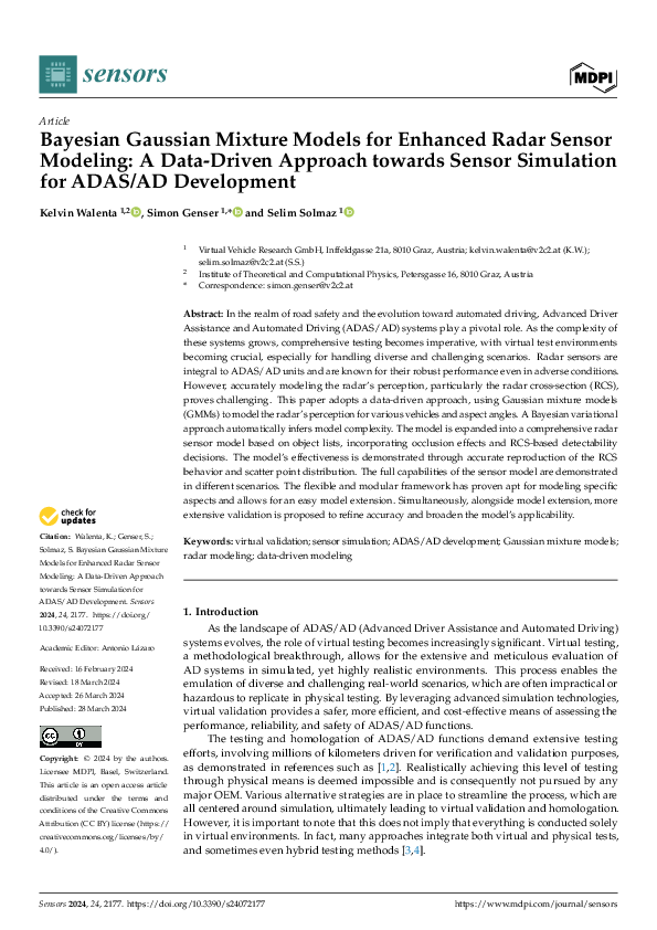 Pdf Bayesian Gaussian Mixture Models For Enhanced Radar Sensor