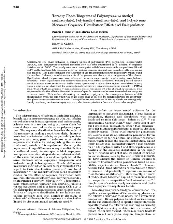 (PDF) Ternary Phase Diagrams of Poly(styrene-co-methyl methacrylate), Poly(methyl methacrylate ...