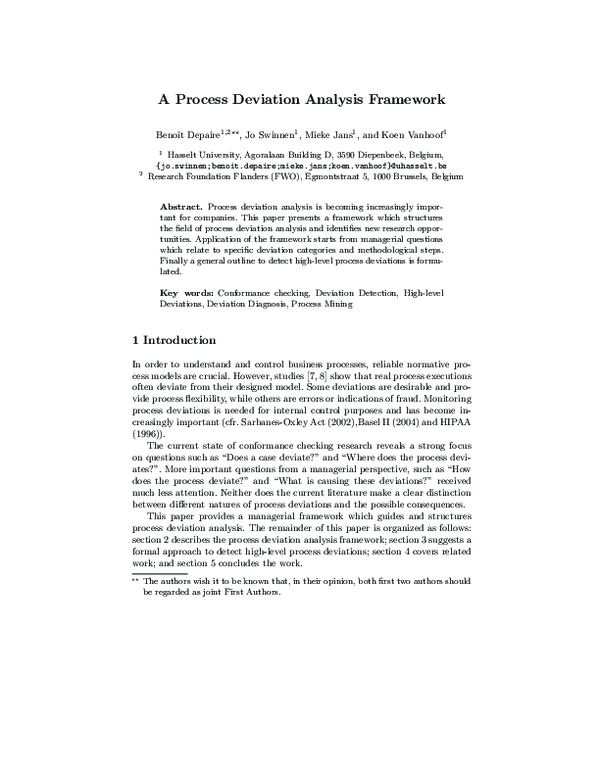Pdf A Process Deviation Analysis Framework