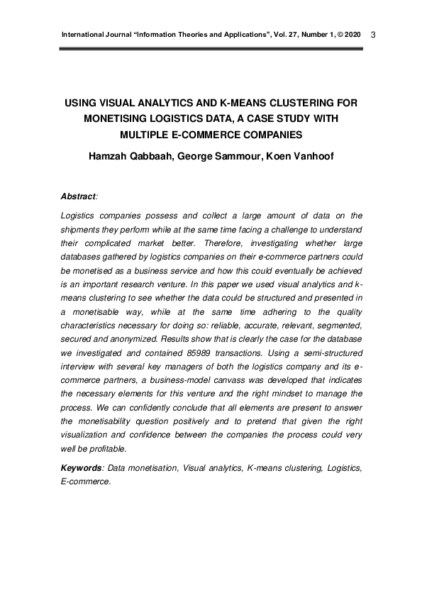 (PDF) Using Visual Analytics and K-Means Clustering for Monetising Logistics Data, a Case Study ...
