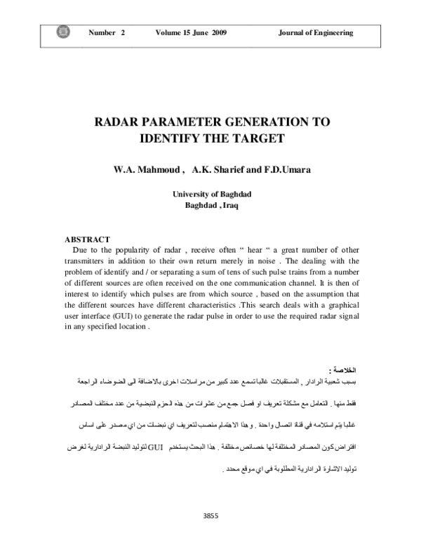 (PDF) Radar Parameter Generation to Identify the Target