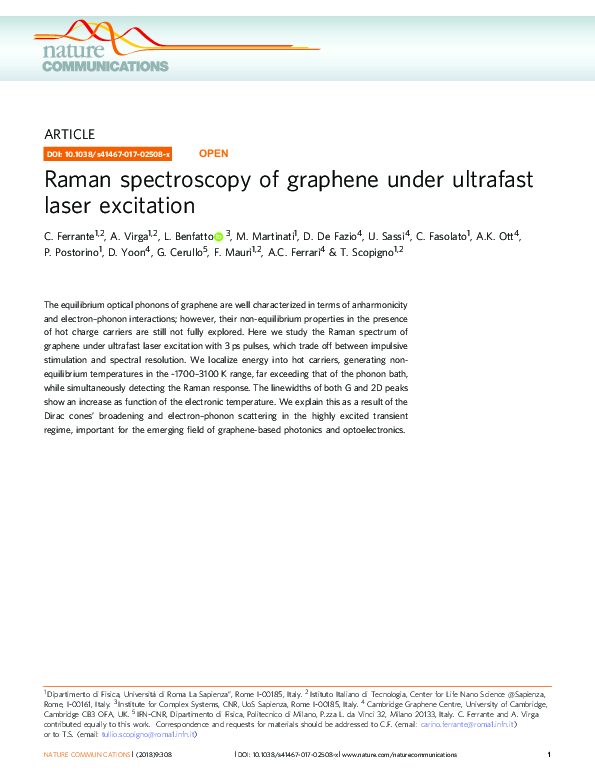 (PDF) Raman spectroscopy of graphene under ultrafast laser excitation