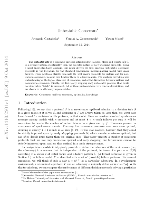 (PDF) Unbeatable Consensus