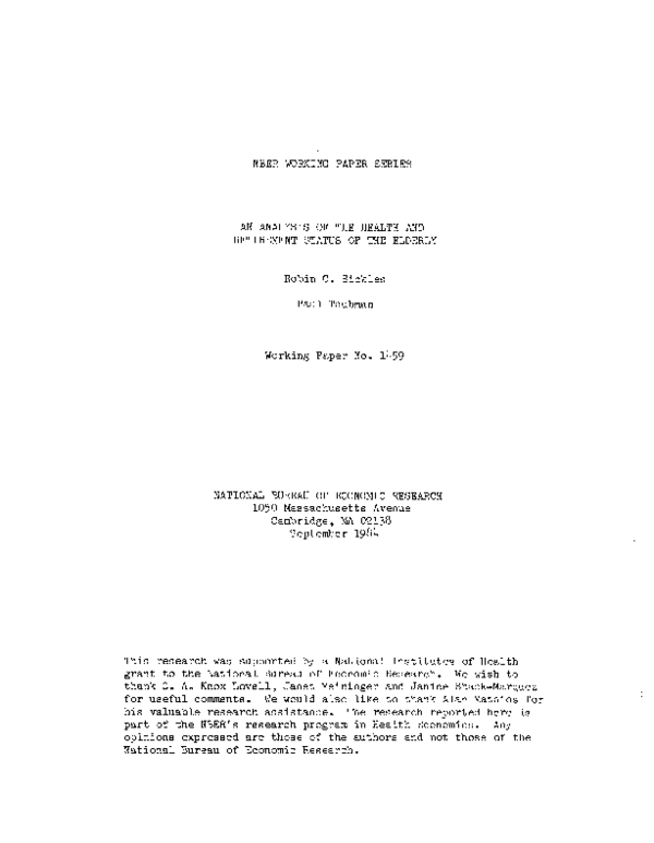 (PDF) An Analysis of the Health and Retirement Status of the Elderly ...