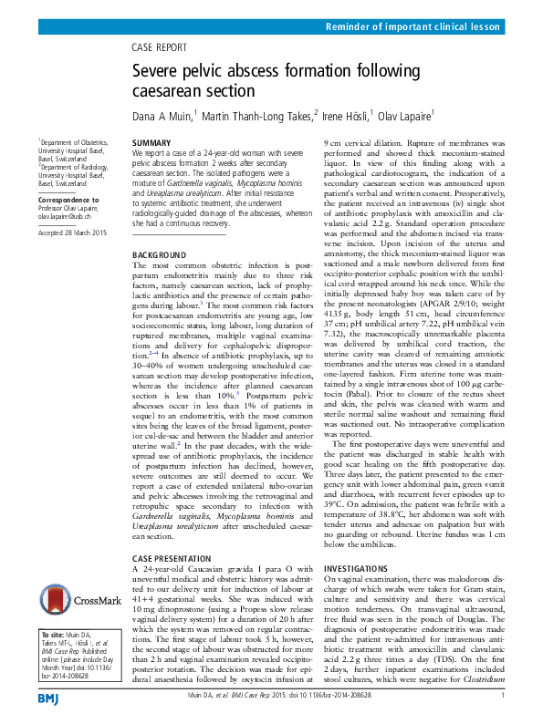 (PDF) Severe pelvic abscess formation following caesarean section