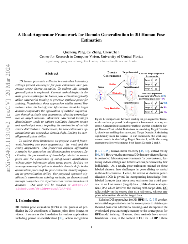 (PDF) A Dual-Augmentor Framework for Domain Generalization in 3D Human Pose Estimation