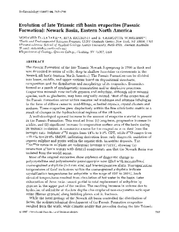 (PDF) Evolution of late Triassic rift basin evaporites (Passaic ...