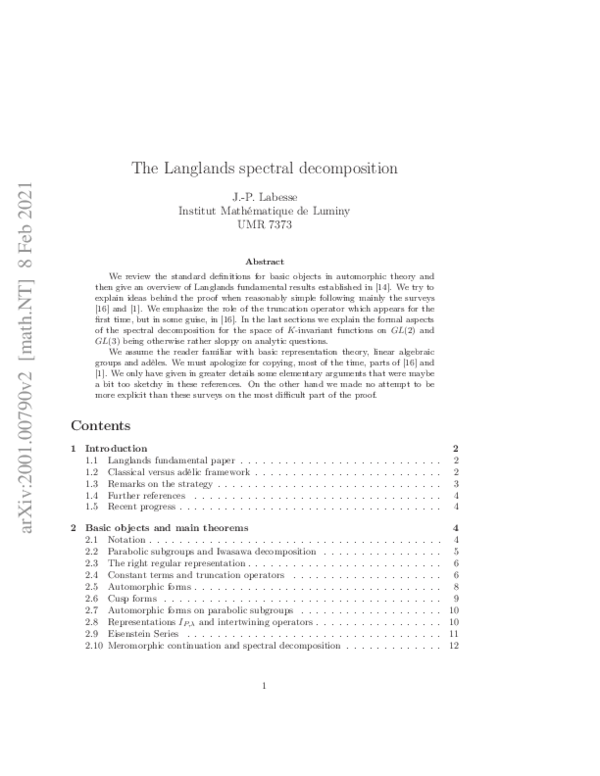 (PDF) The Langlands Spectral Decomposition