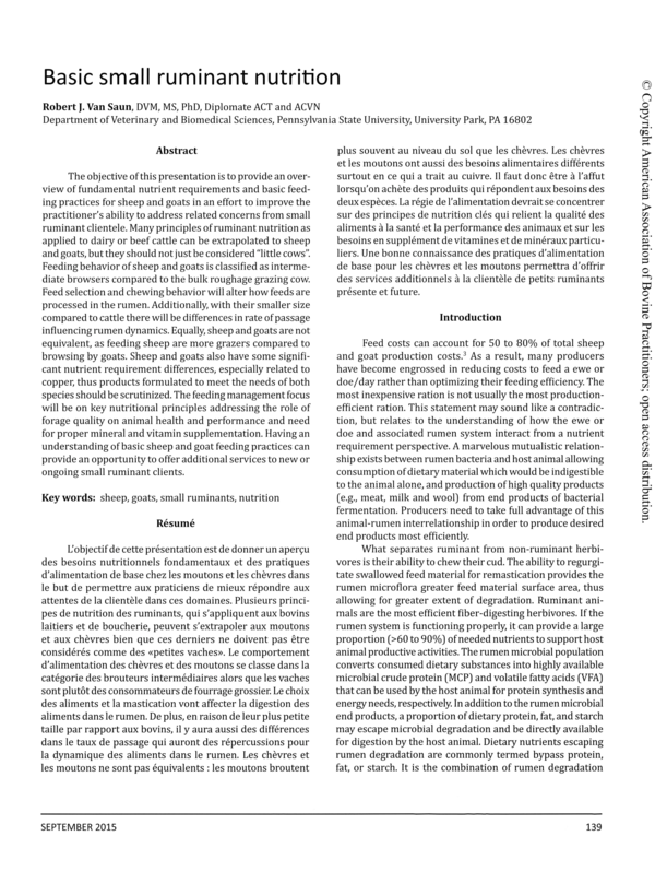 (PDF) Small Ruminant Nutrition: Sheep and Goats