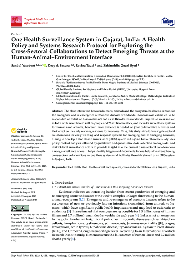 (PDF) One Health Surveillance System in Gujarat, India: A Health Policy ...