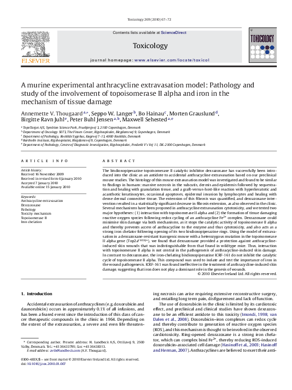 (PDF) A murine experimental anthracycline extravasation model ...