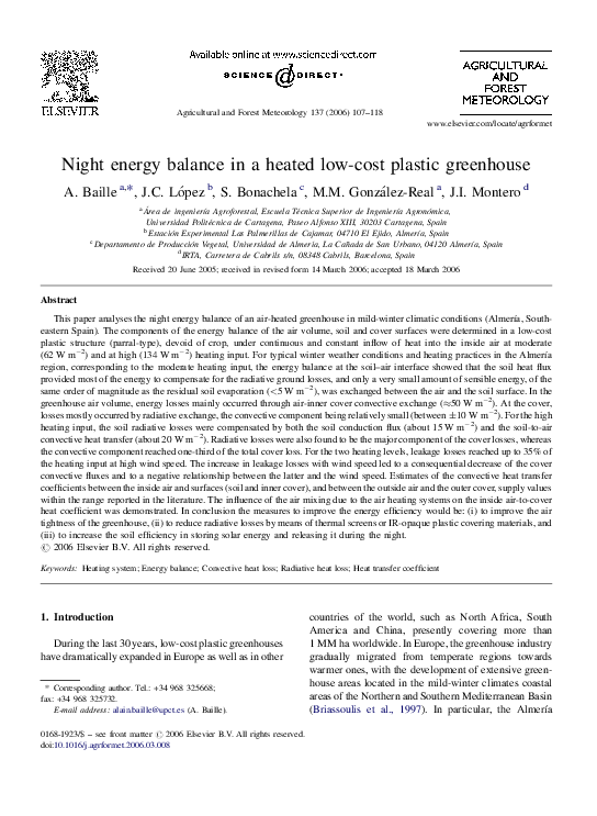 (PDF) Night energy balance in a heated low-cost plastic greenhouse