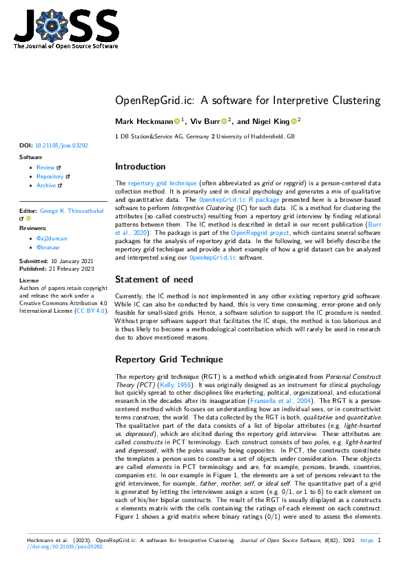 (PDF) OpenRepGrid.ic: A software for Interpretive Clustering