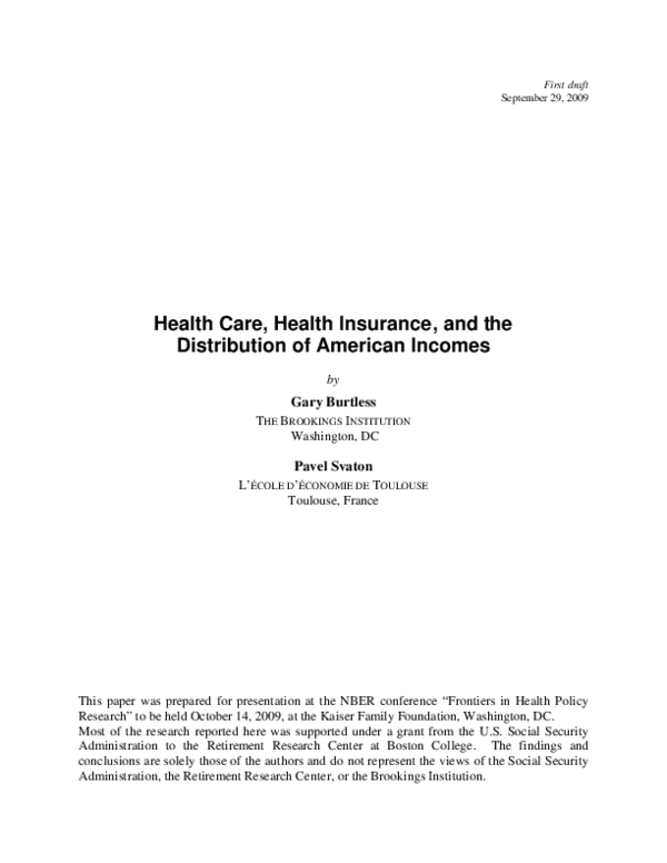 (PDF) Health Care, Health Insurance, and the Distribution of American ...