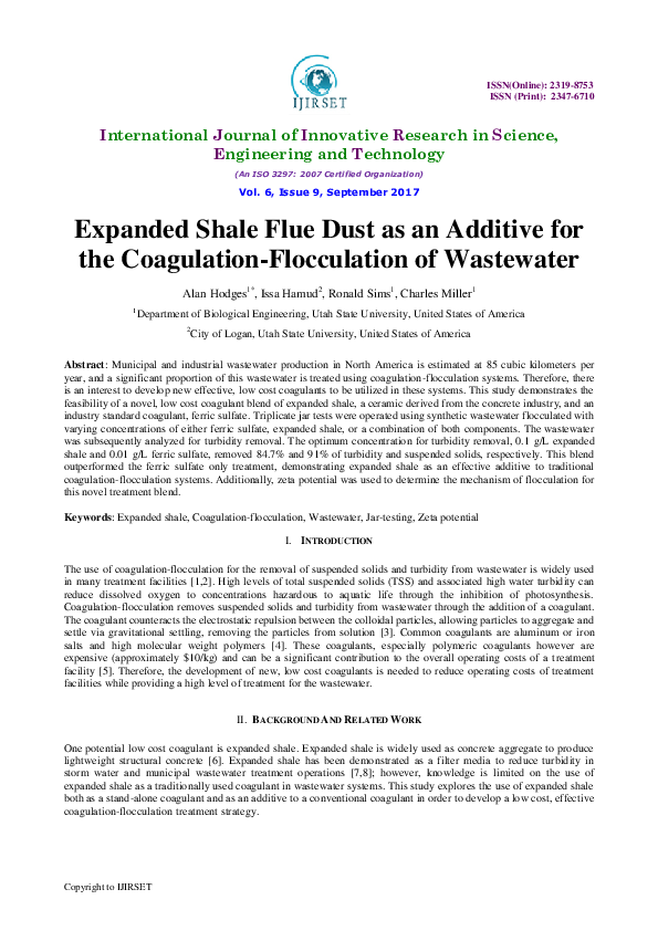 (PDF) Expanded Shale Flue Dust as an Additive for the Coagulation ...