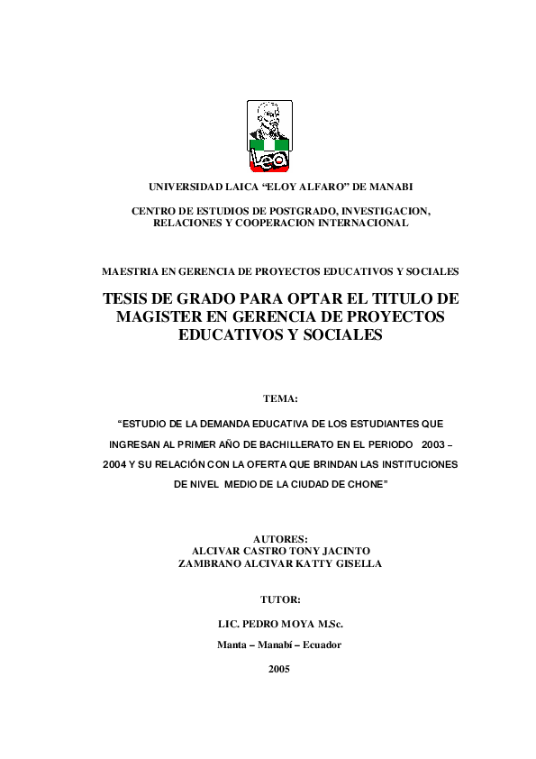 (PDF) Estudio De La Demanda Educativa De Los Estudiantes Que Ingresan ...