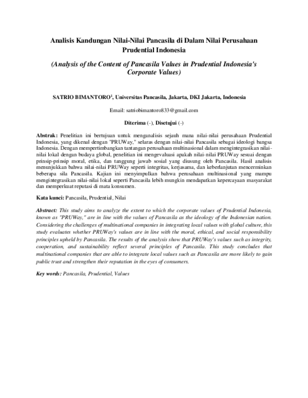 (PDF) Analisis Kandungan Nilai-Nilai Pancasila di Dalam Nilai ...