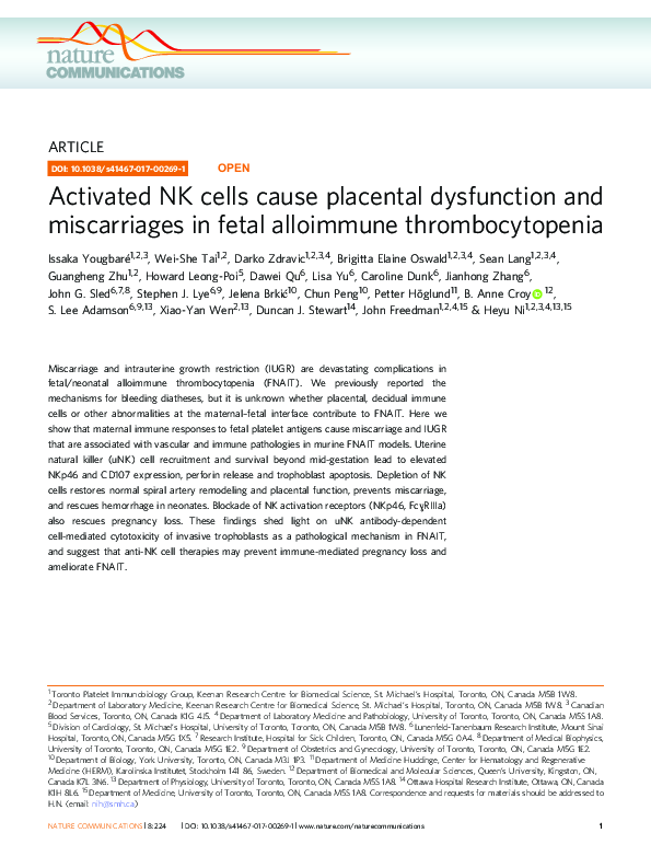 (PDF) Activated NK cells cause placental dysfunction and miscarriages ...