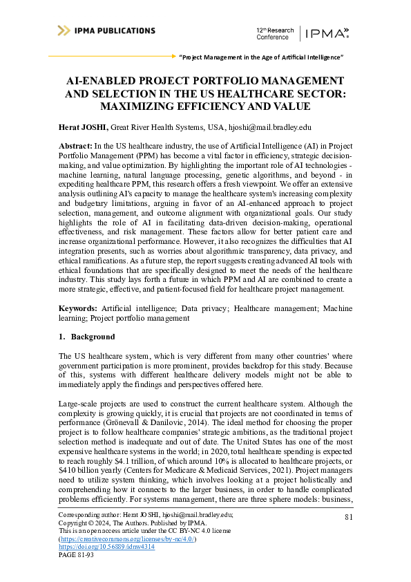 (PDF) AI-Enabled Project Portfolio Management and Selection in the US ...