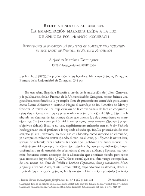 (PDF) Redefiniendo la Alienación: La Emancipación Marxista leída a La ...