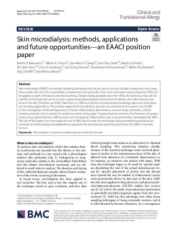 (PDF) Skin microdialysis: methods, applications and future ...