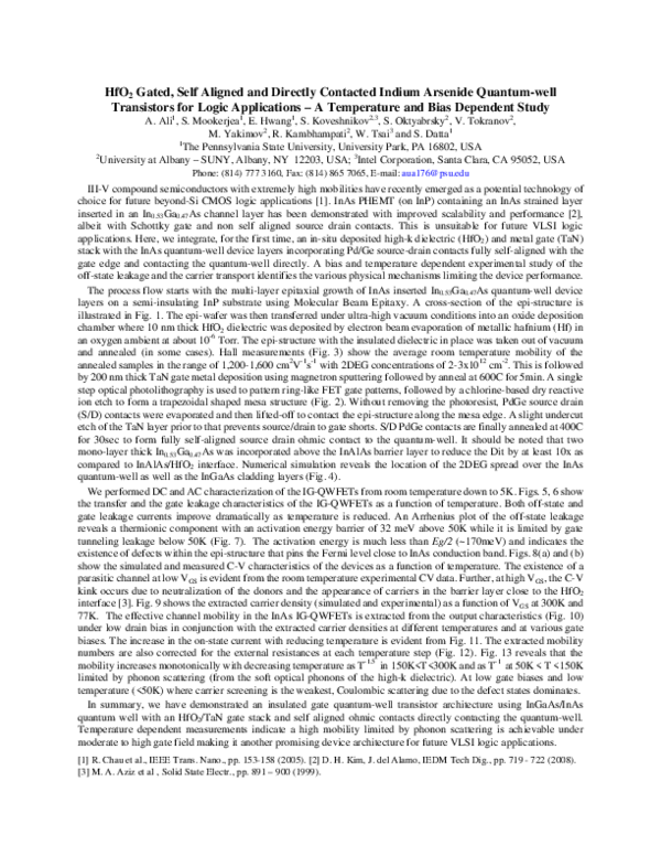 (PDF) HfO2 gated, self aligned and directly contacted indium arsenide ...
